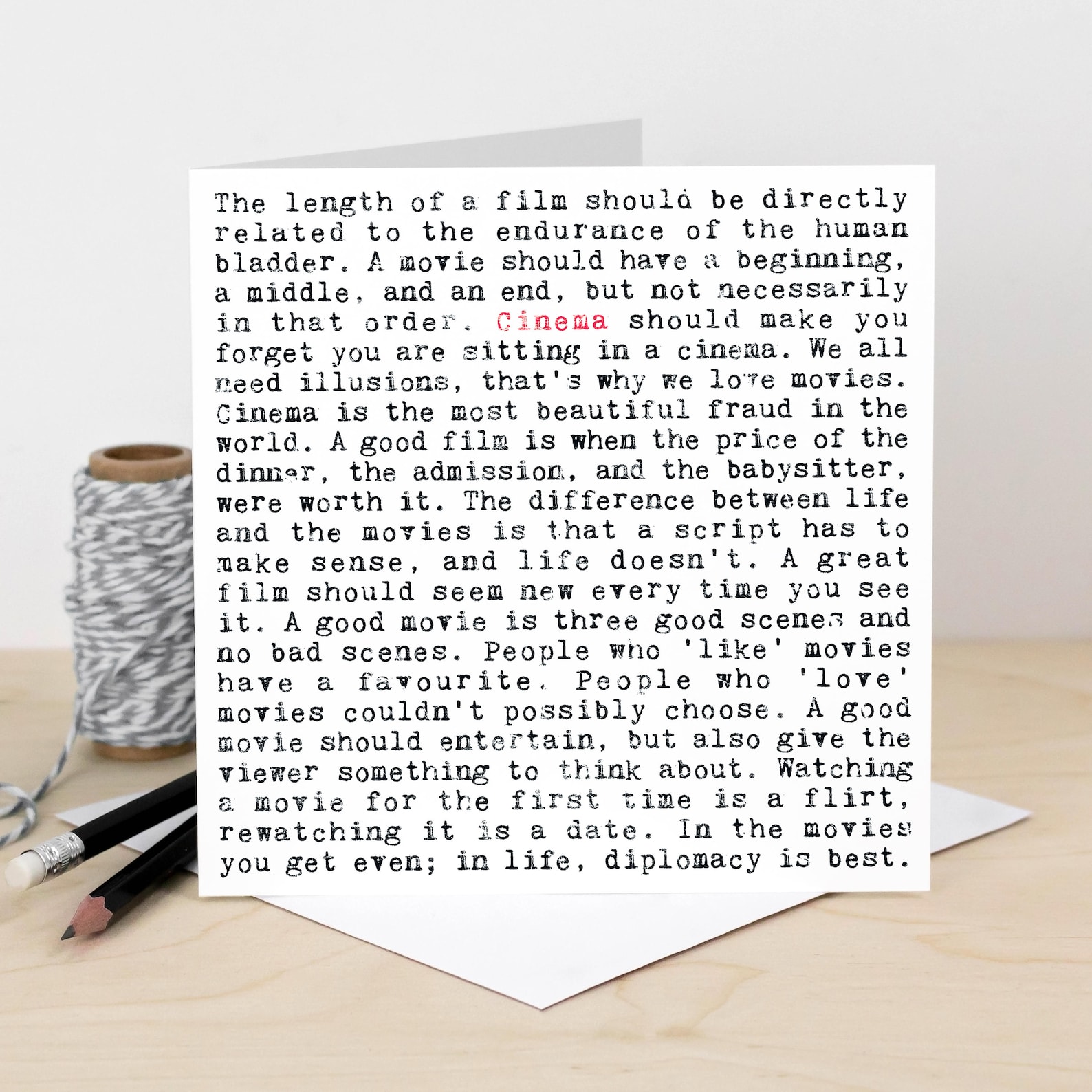 Cinema Card for Movie Lovers and Film Students GC704 - Etsy UK