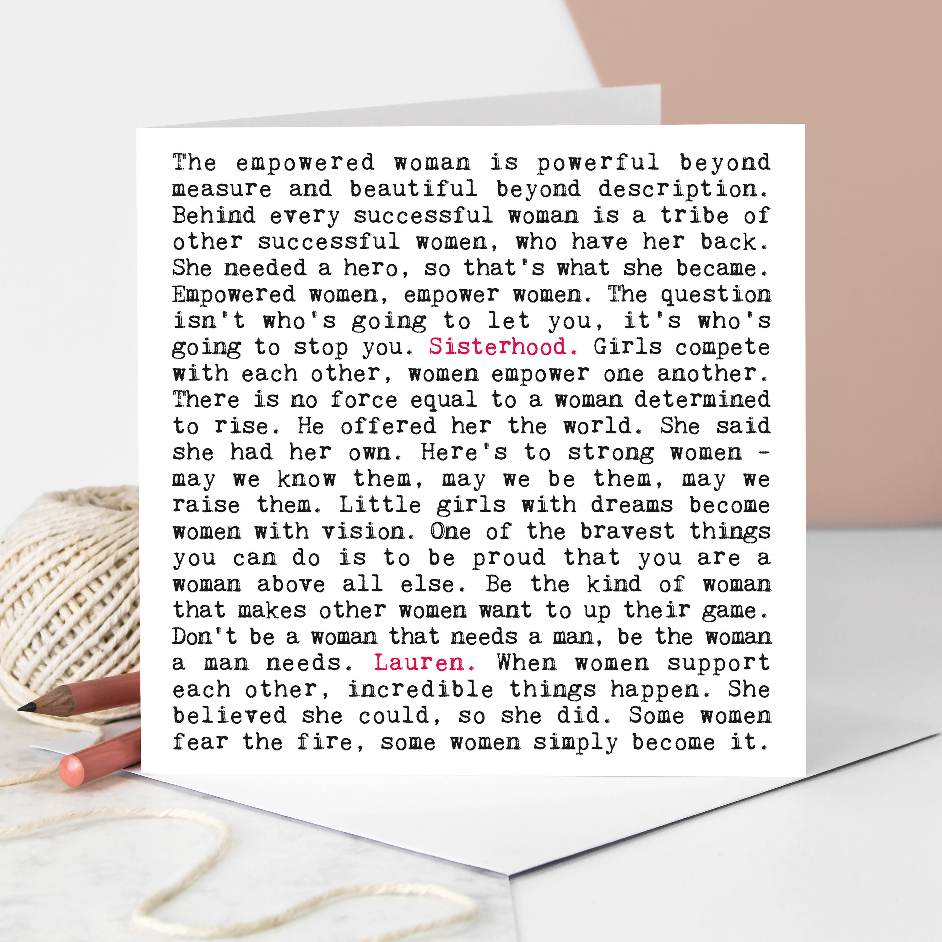 Sisterhood Card Women Support Women Card Feminist Card Female | Etsy