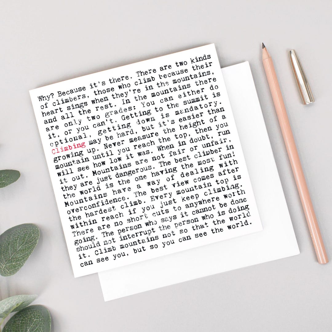 Climbing Quotes Birthday Card, Rock Climbing, Mountaineering GC080-1 - Etsy
