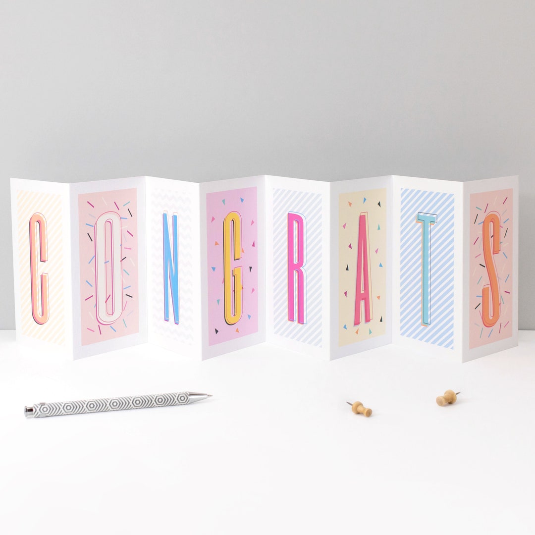 Congratulations Card, Congrats Fold Out Banner Keepsake CC049 - Etsy