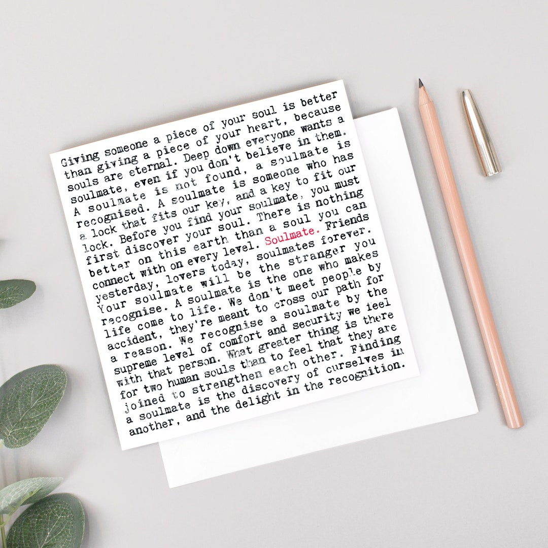 Soulmate Love Letter Card, Anniversary Card for Husband, Romantic ...