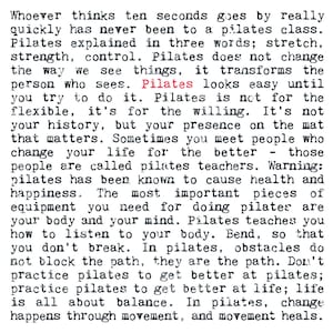 Pilates Inspiring Quotes Print, Wordy Gift for Pilates Lover or Pilates ...