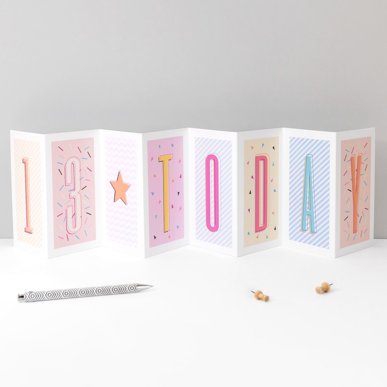 13th Birthday Card - 13 Today Keepsake Banner for Girls CC868 - Etsy