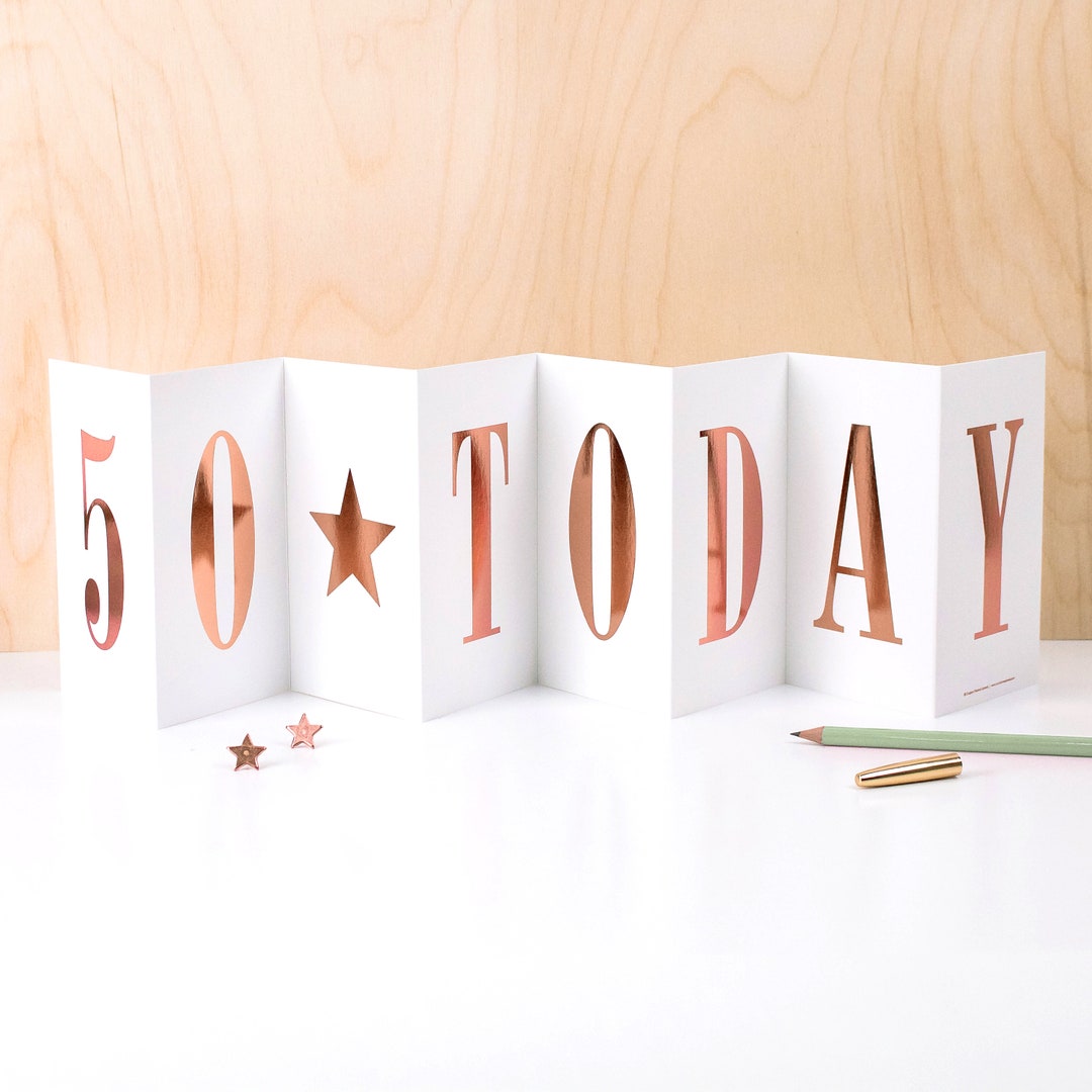 50th Birthday Card, 50 Today Fold Out Banner CC081 - Etsy