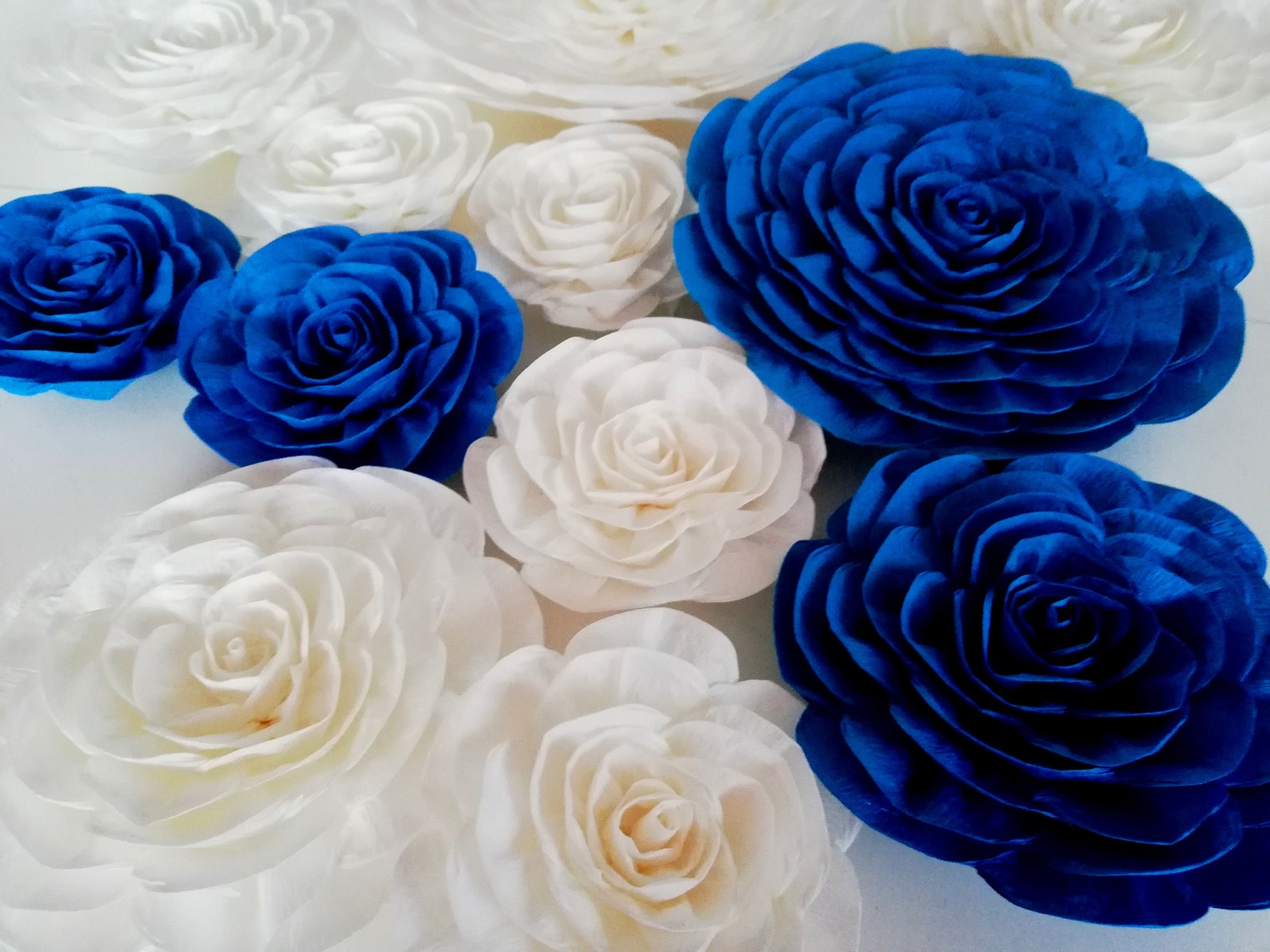 12 large paper flowers Wall decor Royal blue bridal boy baby | Etsy