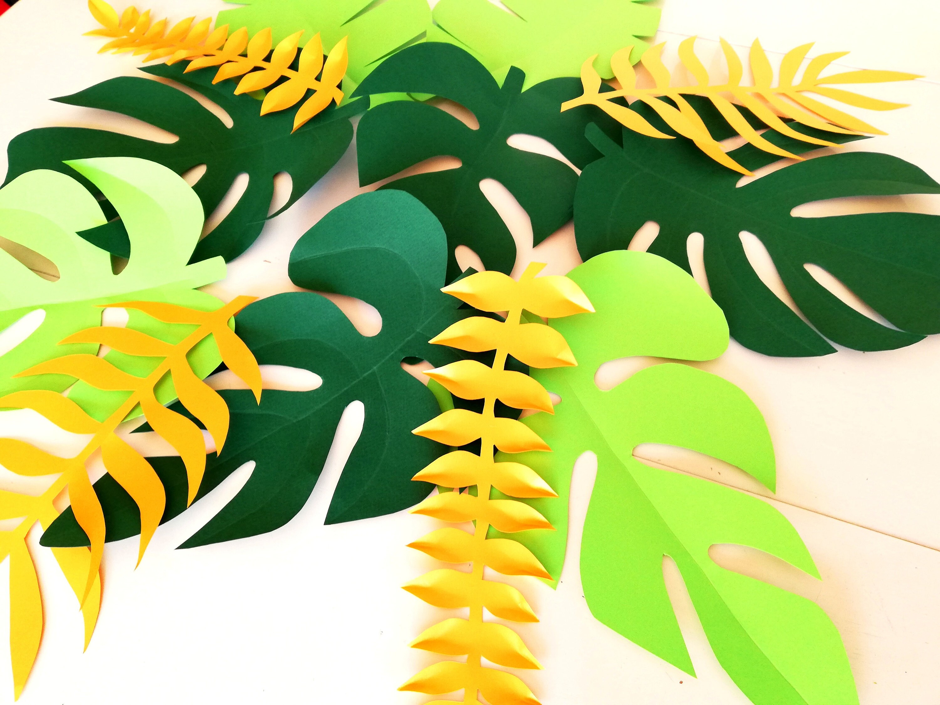 Tropical Green Gold Large Paper Leaves Large Paper Flowers | Etsy