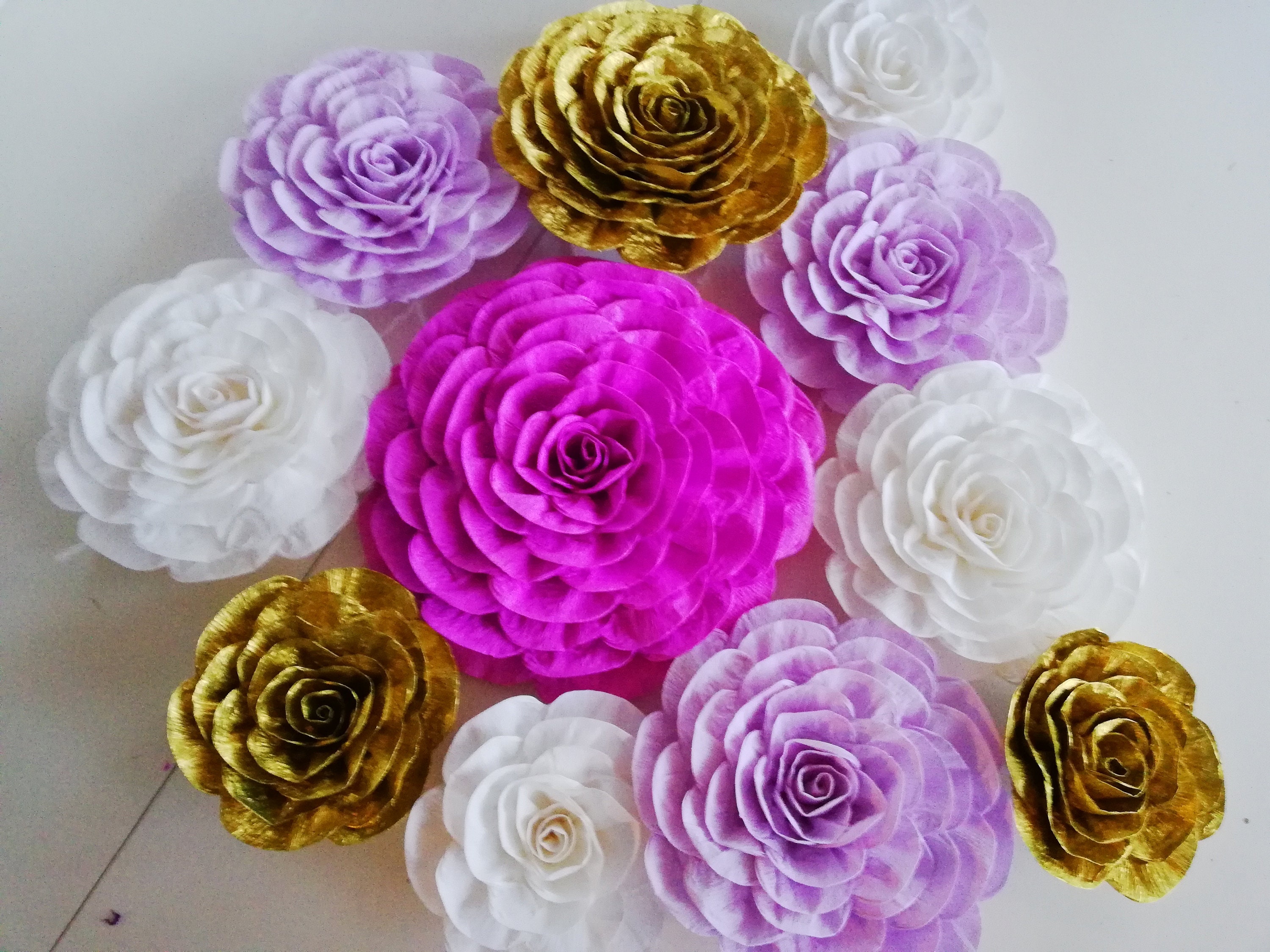 12 Large Paper Flowers Wall Decor Any Colors Wedding Photo Etsy 12-large-paper-flowers-wall-decor-any-colors-wedding-photo-etsy