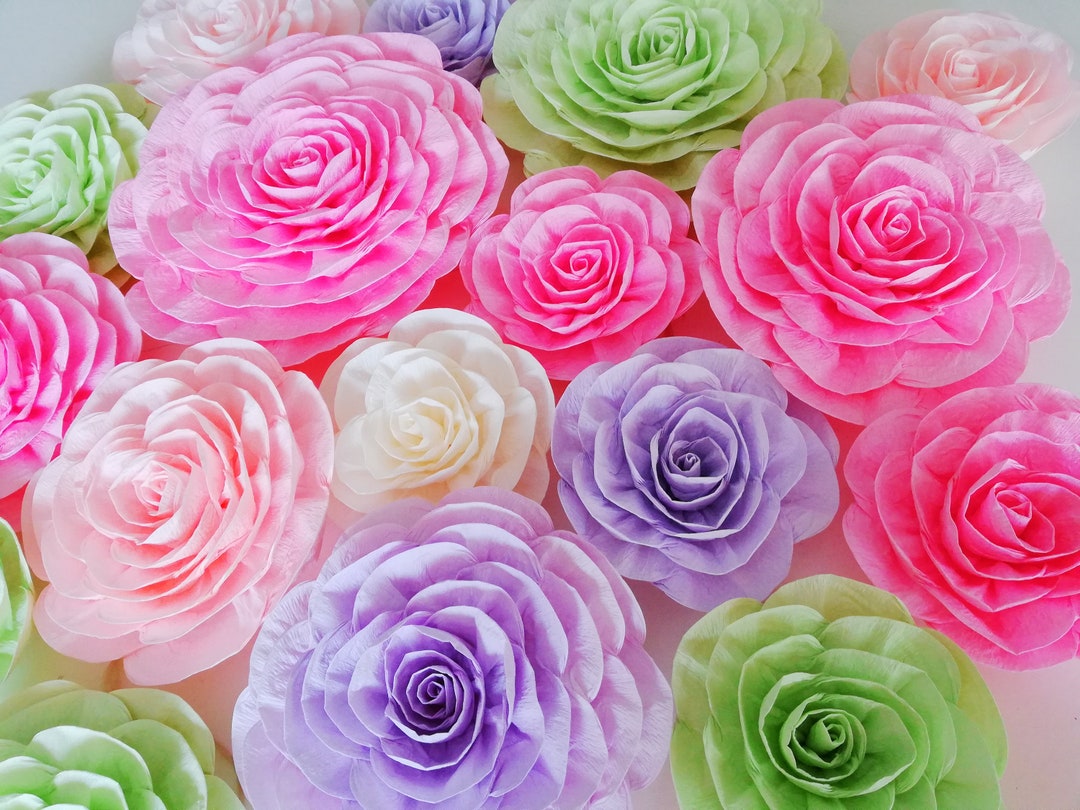 Encanto Birthday, 10 Large Paper Flowers Wall Decor, Pale Pink Coral ...