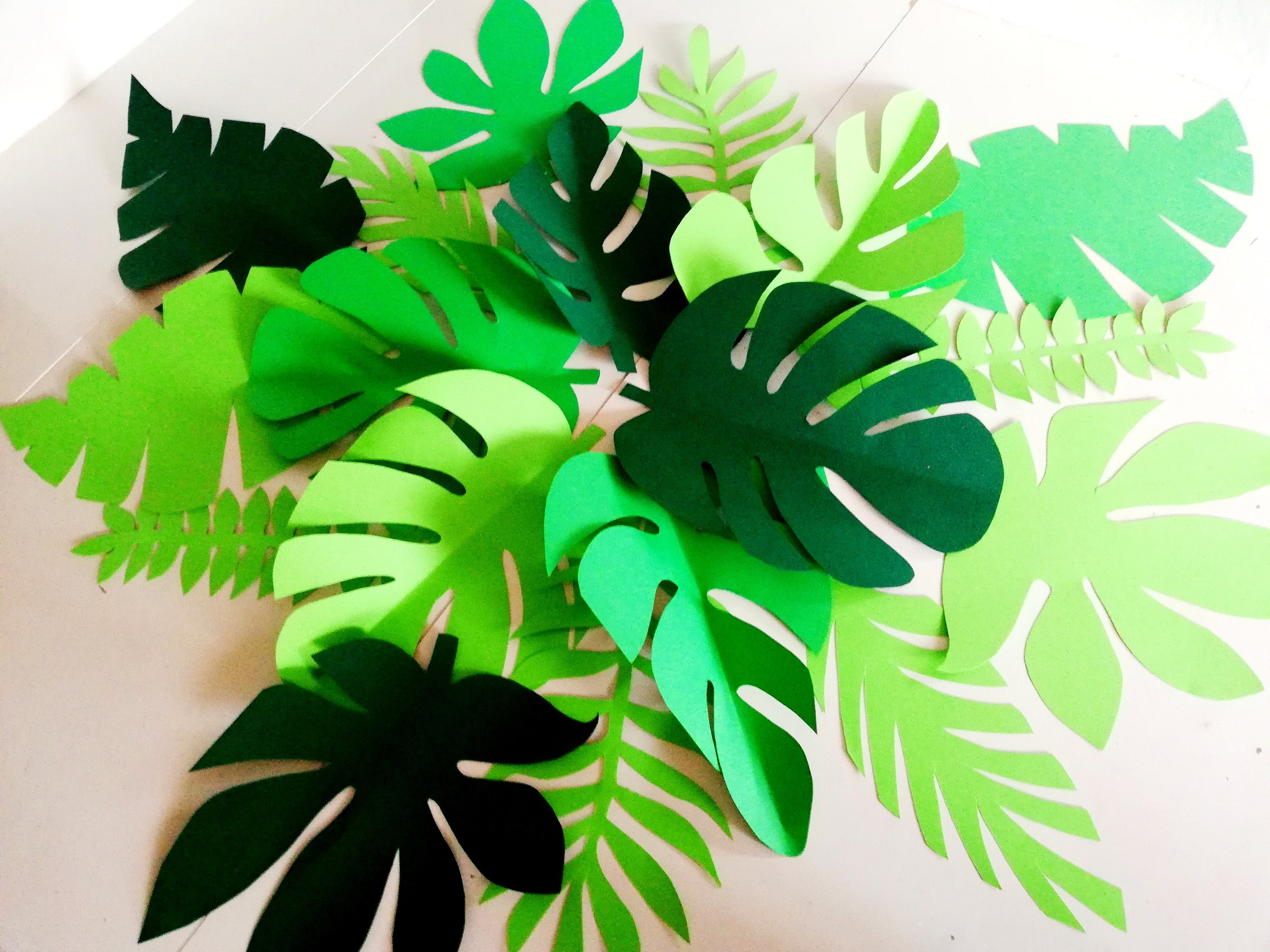 Tropical green gold large paper leaves large paper flowers | Etsy