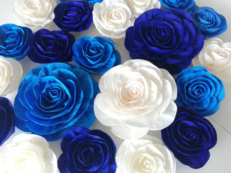Royal Blue Gold Large Paper Flowers Wall Decor Royal Prince - Etsy