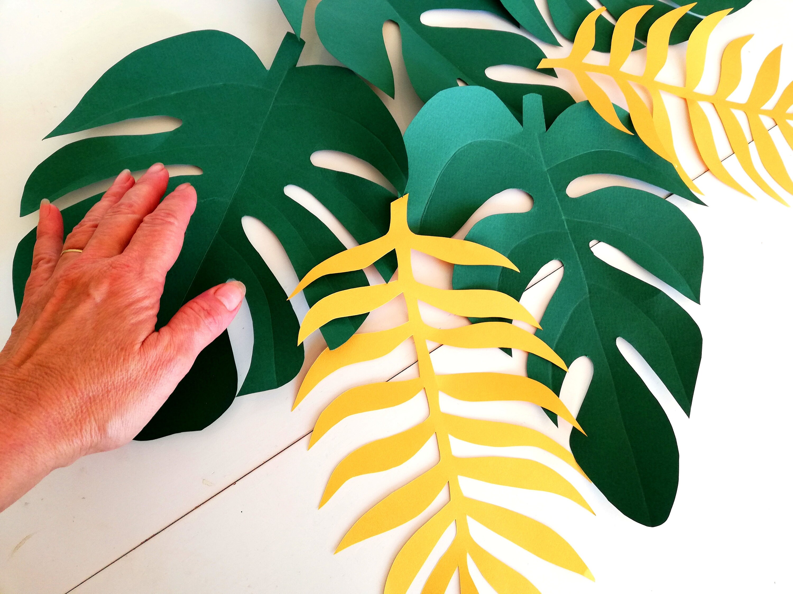 Tropical green gold large paper leaves large paper flowers | Etsy
