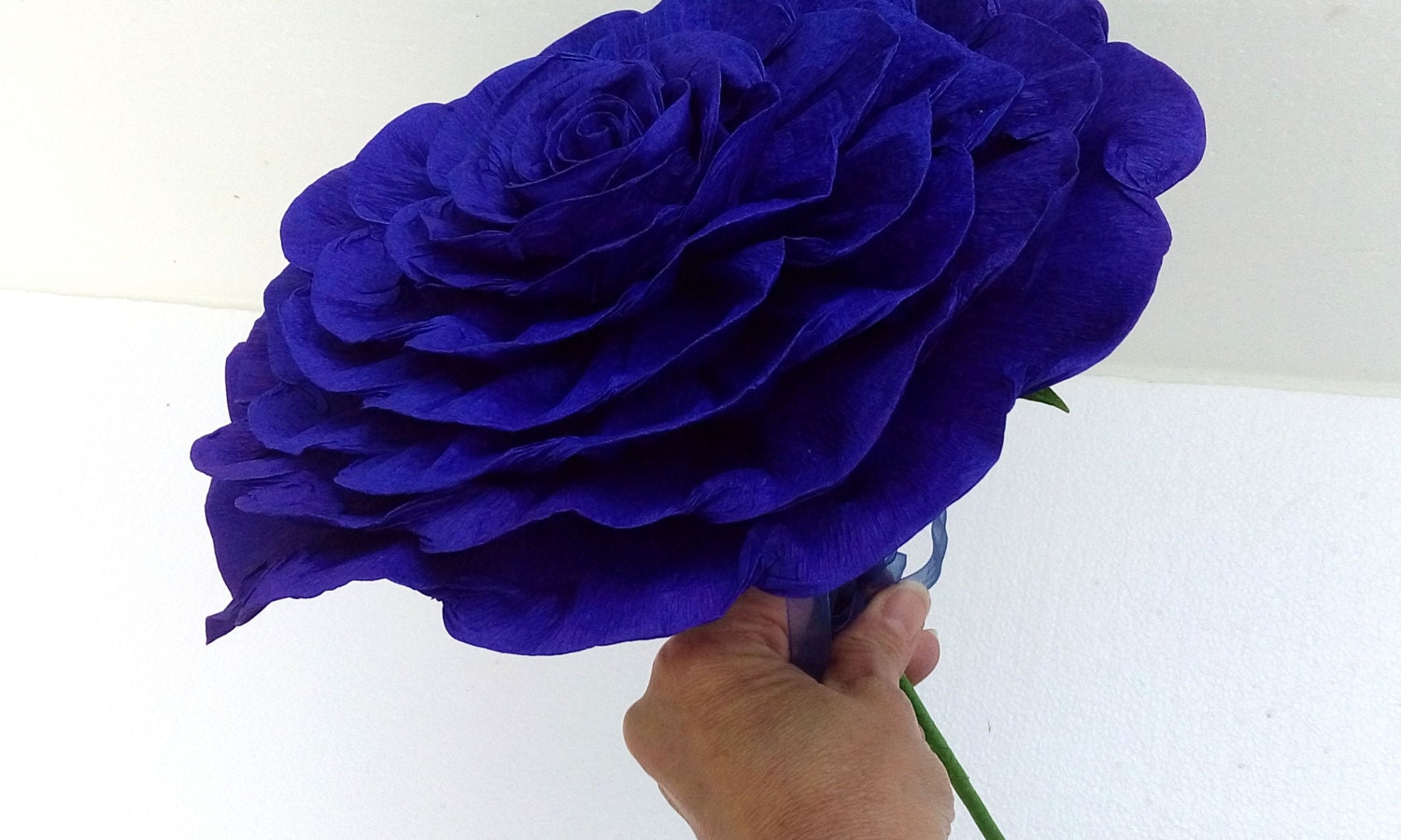 Any colors cobalt Royal Blue Navy Large paper Flower Roses | Etsy