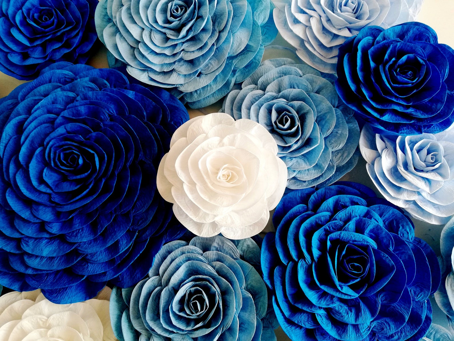 Royal Blue Gold Large Paper Flowers Wall Decor Prince Bridal - Etsy