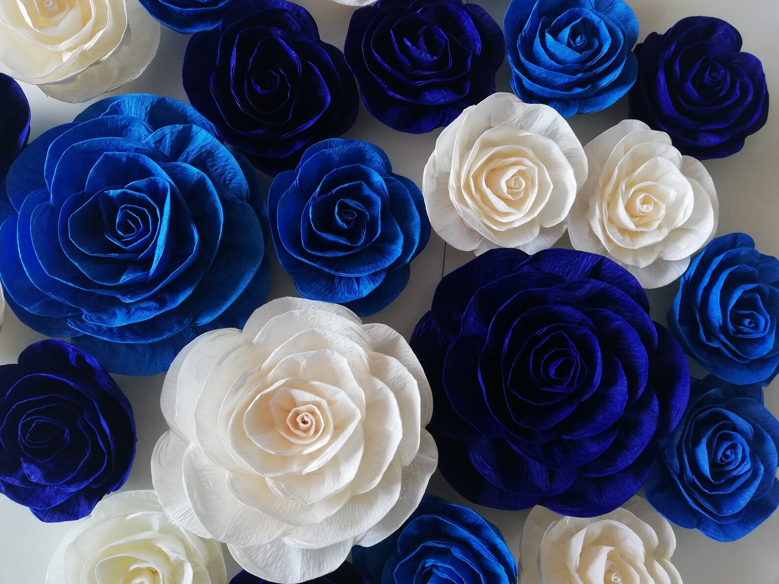 12 large paper flowers Wall decor Royal blue bridal boy baby | Etsy