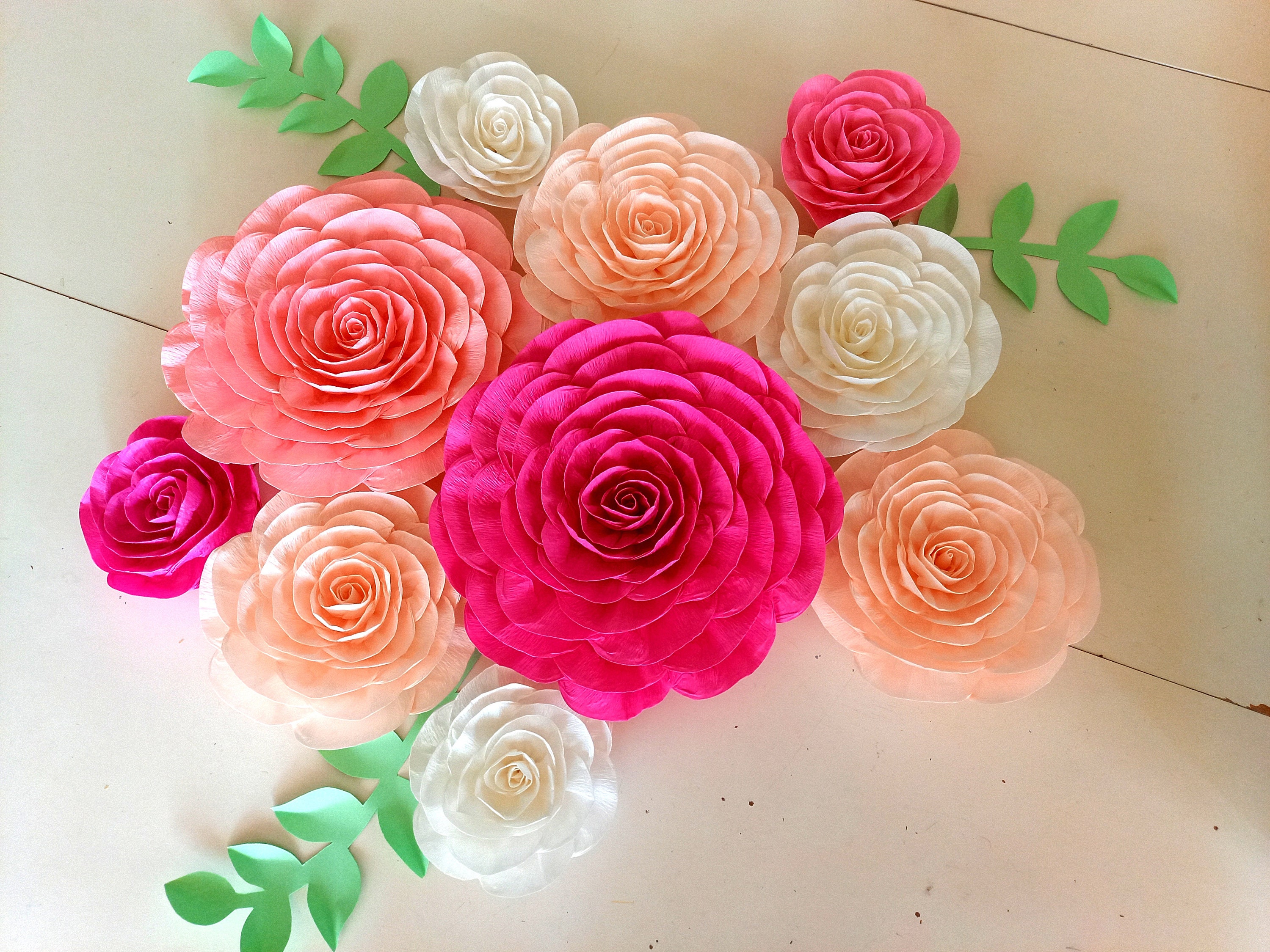 10 Flores De Papel Crepé Decoración De Pared De Flores De Etsy México