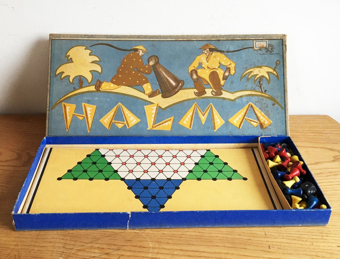 Antique Board Game Halma by Amor Spielefabrik Linz Donau, Austria ...