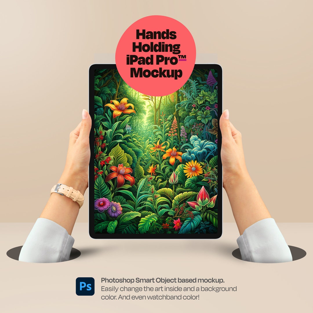 Hands Holding iPad Pro Mockup. Photoshop Layered .psd File With Smart ...