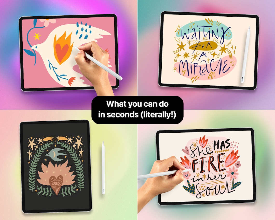 IPad Pro Mockup With Drawing Hands and 50 Gradient Backdrops ...