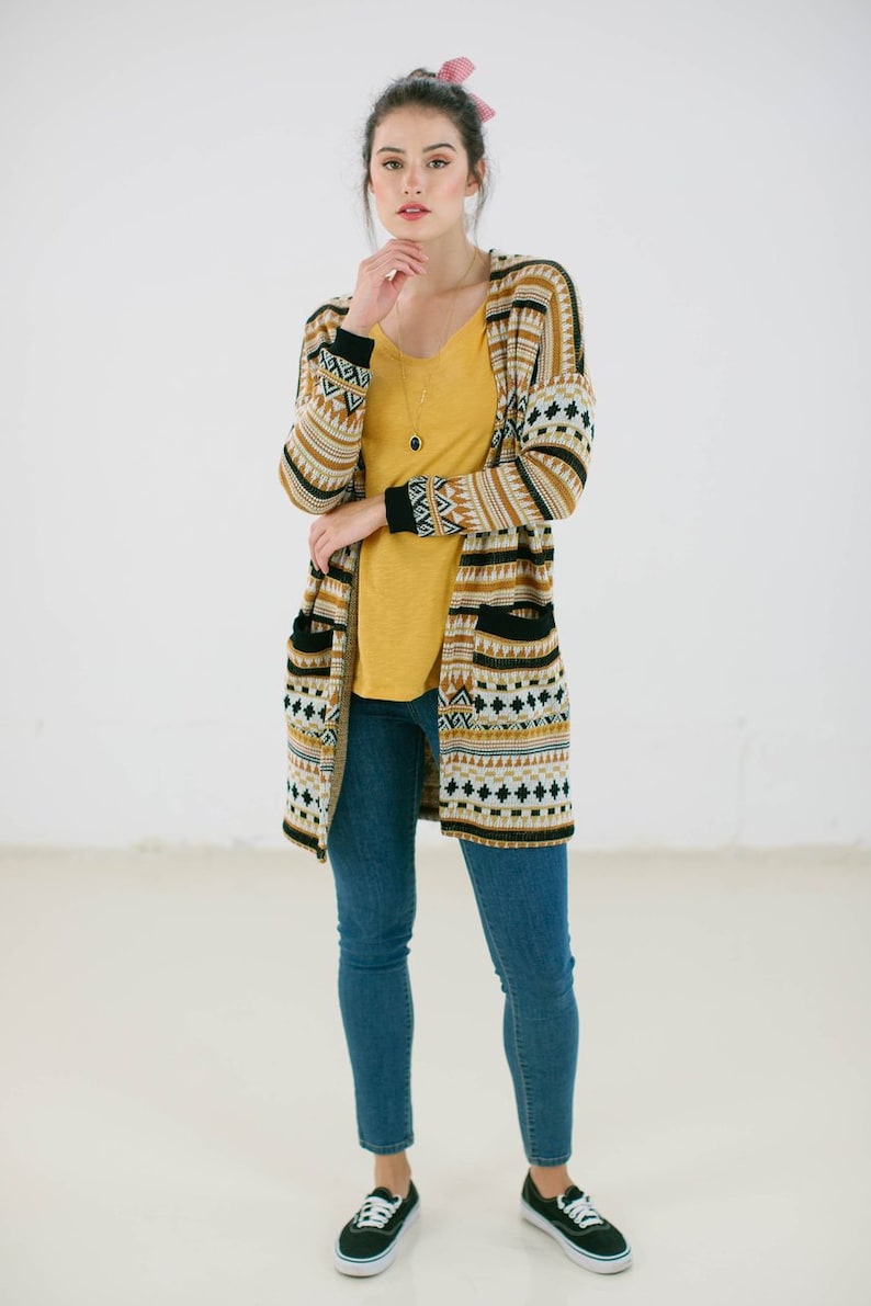 Cardigan Mona in Peruvian Print - Etsy
