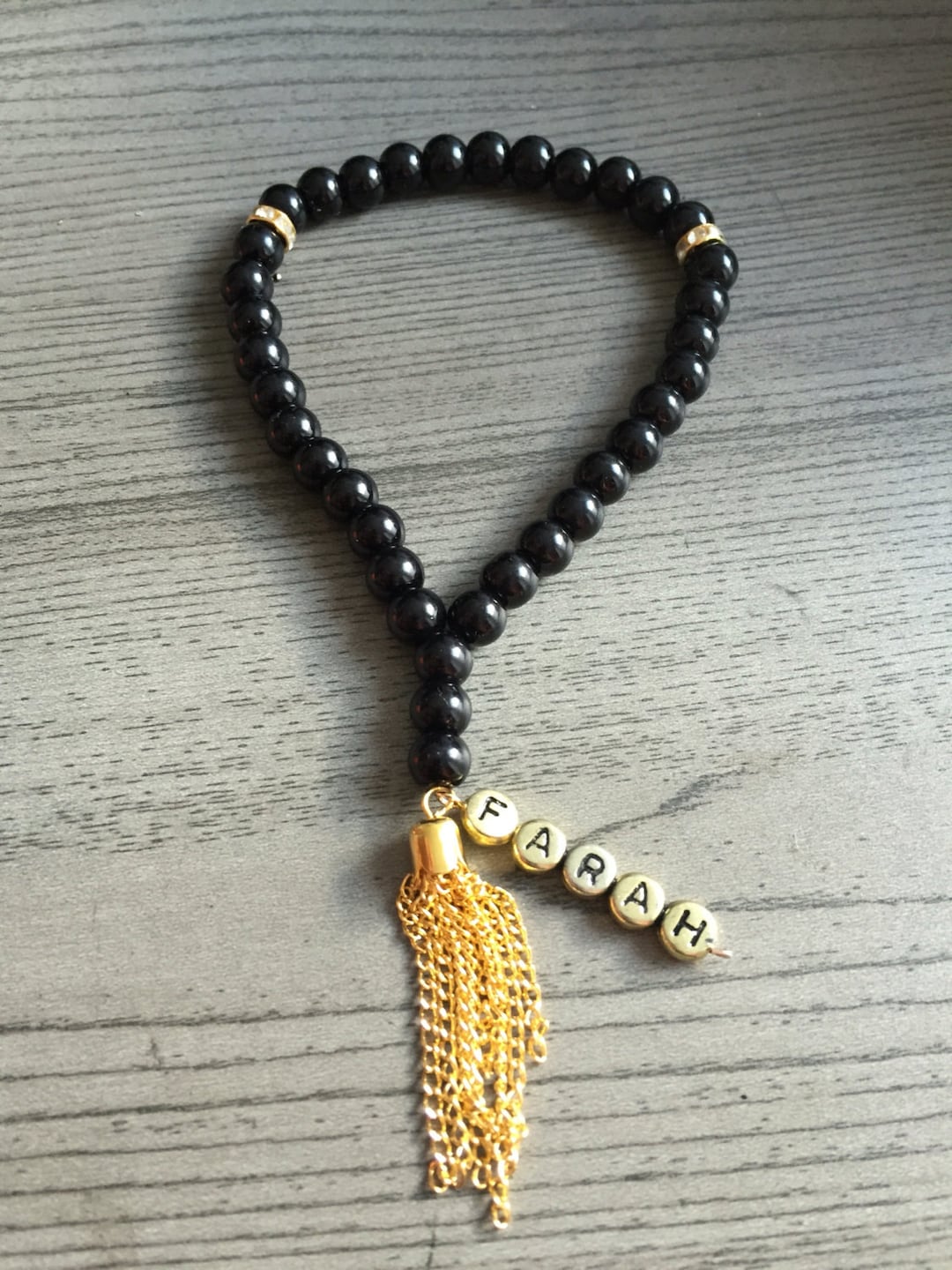 Tasbih 33 Beads Muslim Prayer Beads Gold Accents Personalised With Name ...