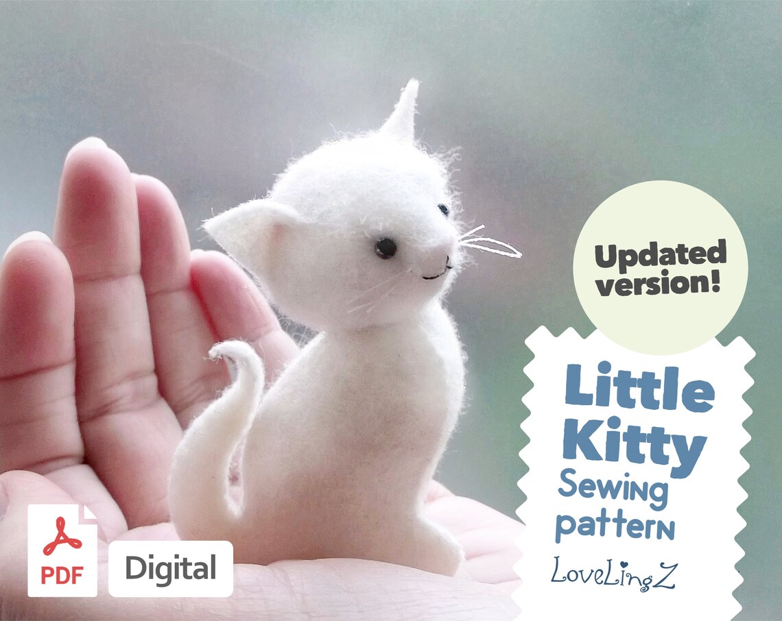 Sewing Pattern PDF - Felt Little Kitty / Kitten - Lovelingz Cat ...