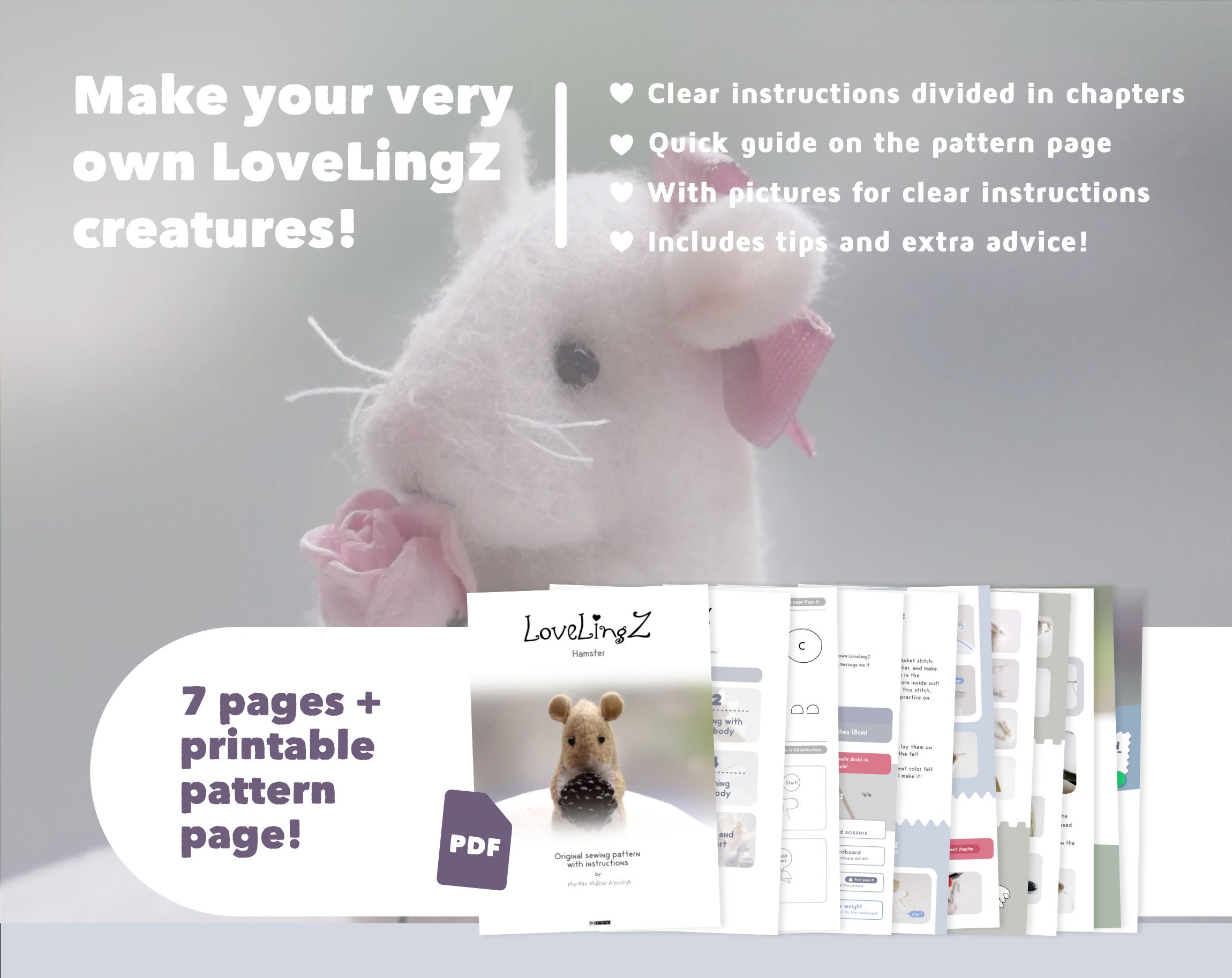 Sewing Pattern PDF - Felt Hamster - Digital Easy DIY Tutorial - Etsy
