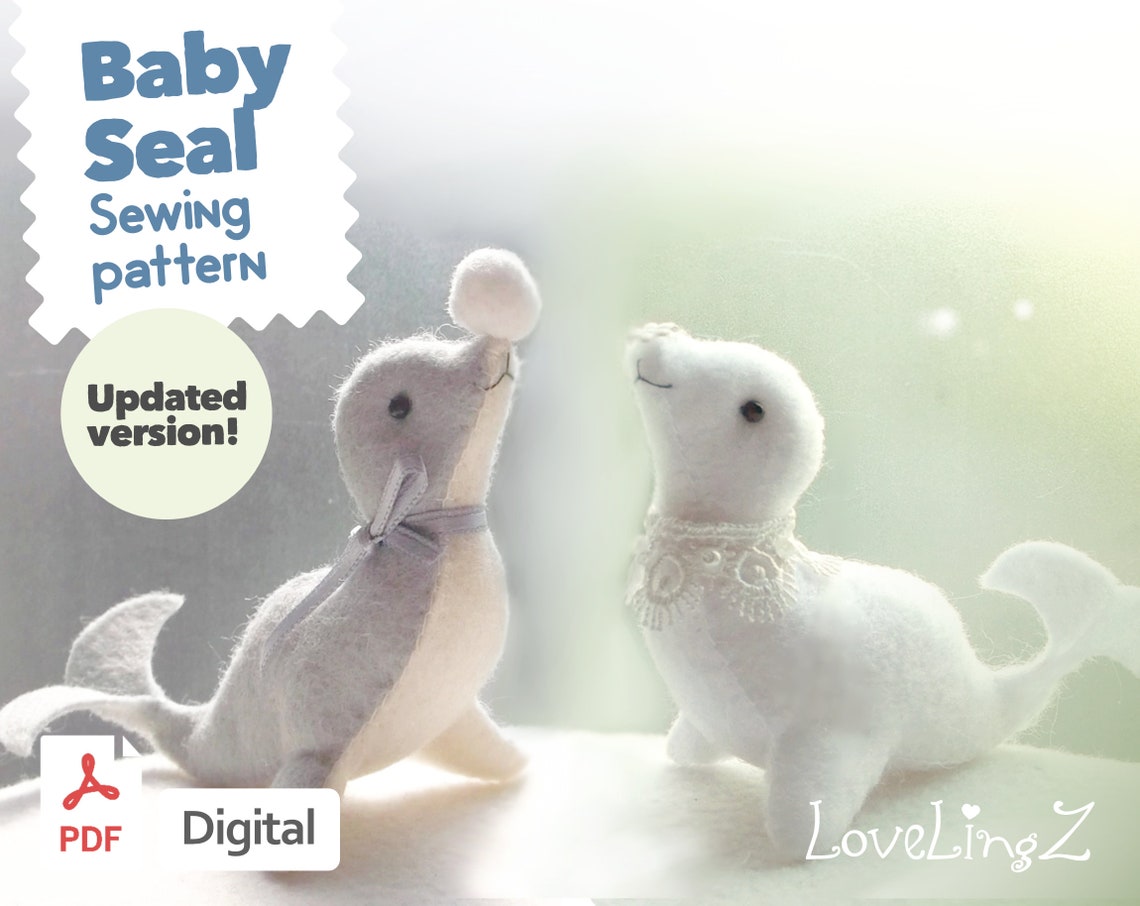 Sewing Pattern, PDF -- Felt Baby Seal -- Instant Download, Tutorial ...