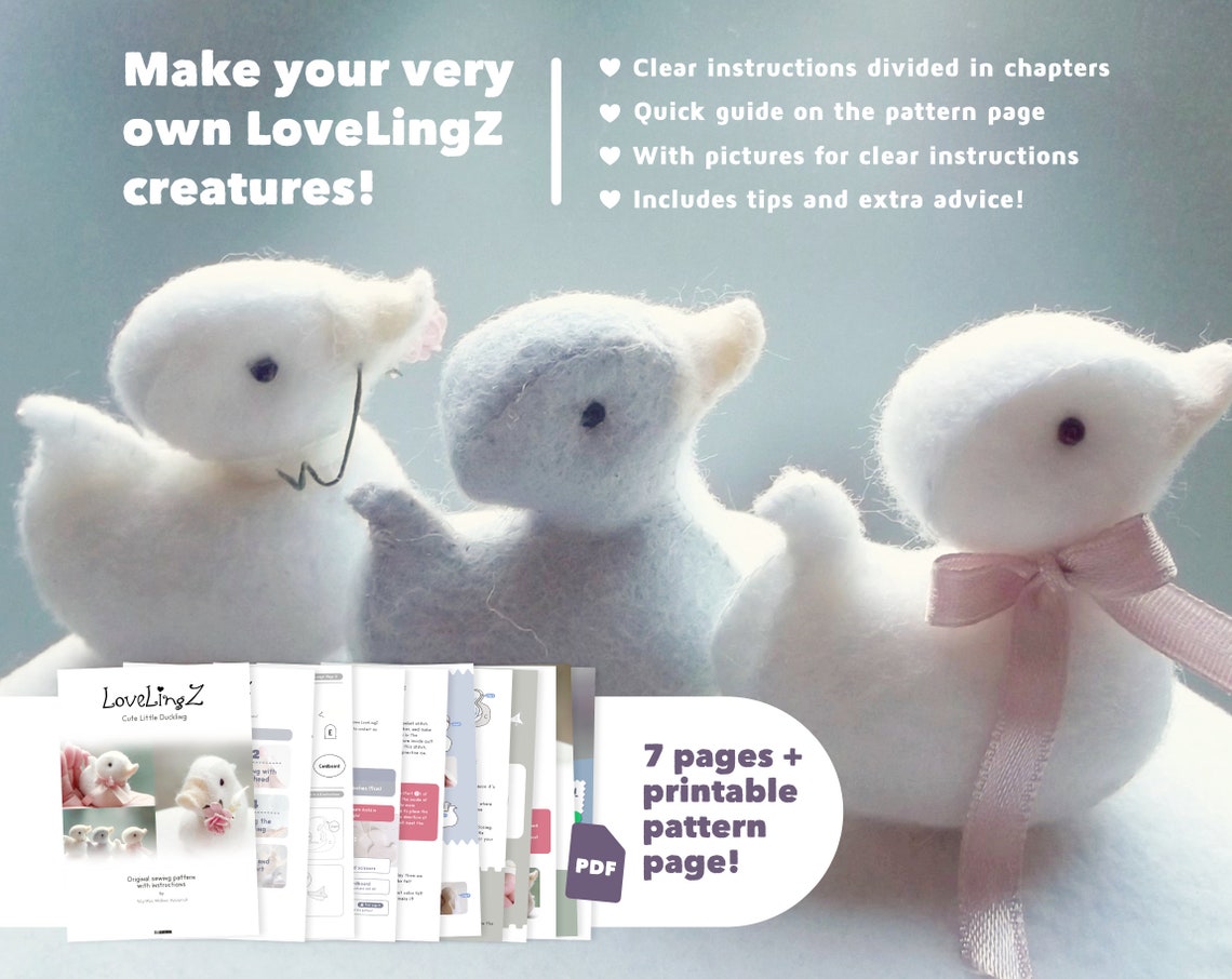 Sewing Pattern PDF Felt Cute Little Duckling / Duck | Etsy