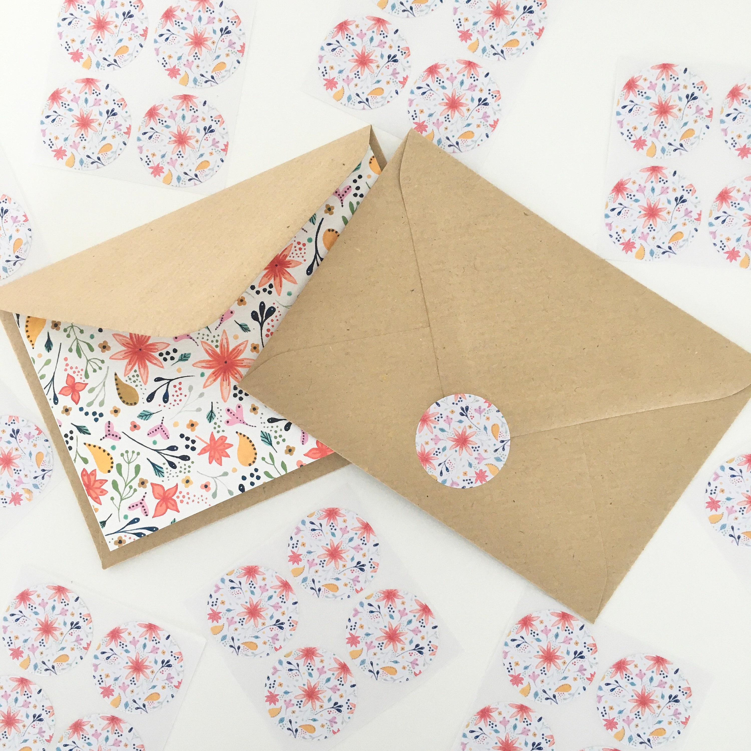 Bright floral stickers envelope seals crafting stickers | Etsy