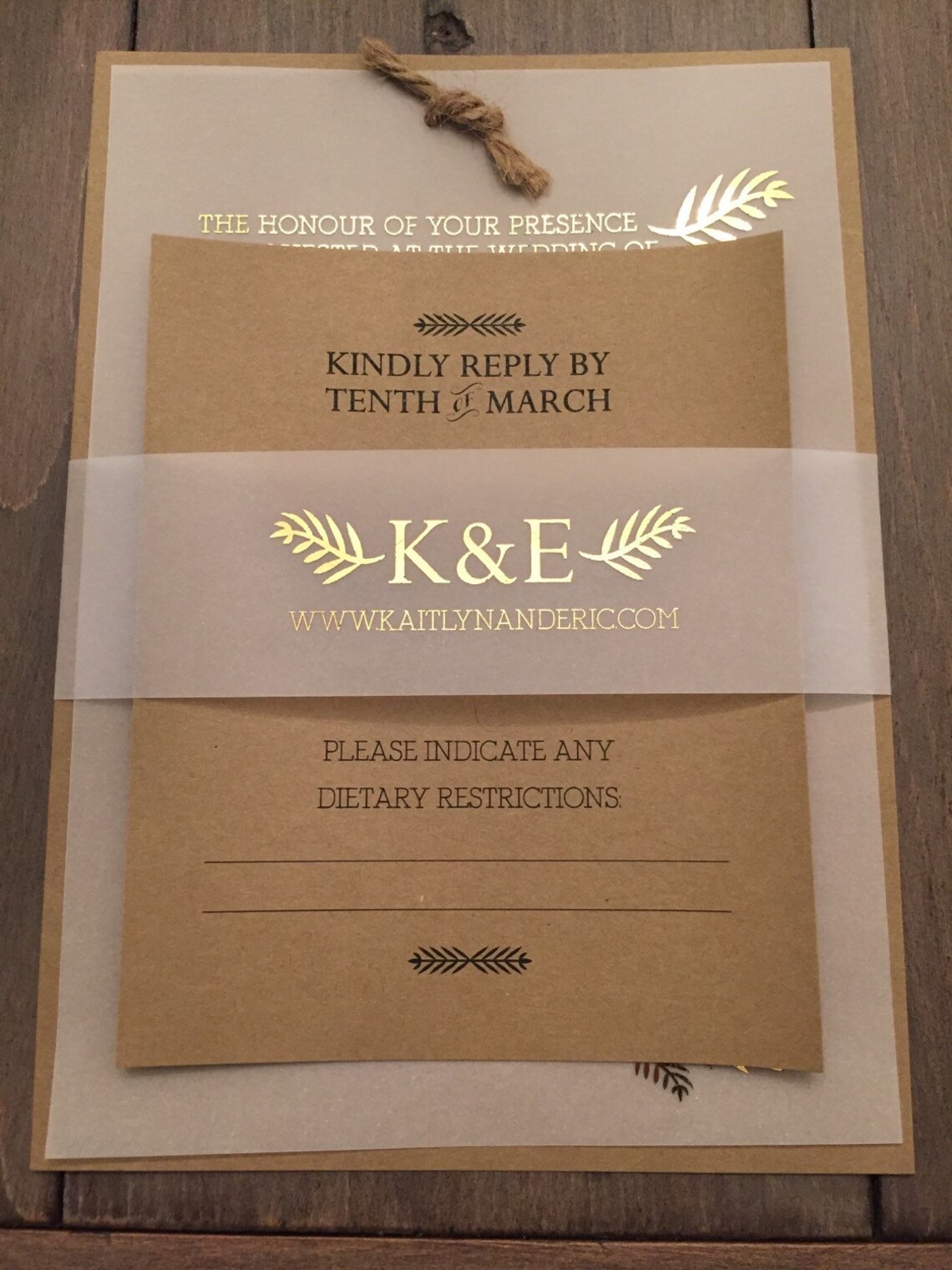 Rustic Glam Wedding Invitation Gold and Kraft Gold Foil - Etsy