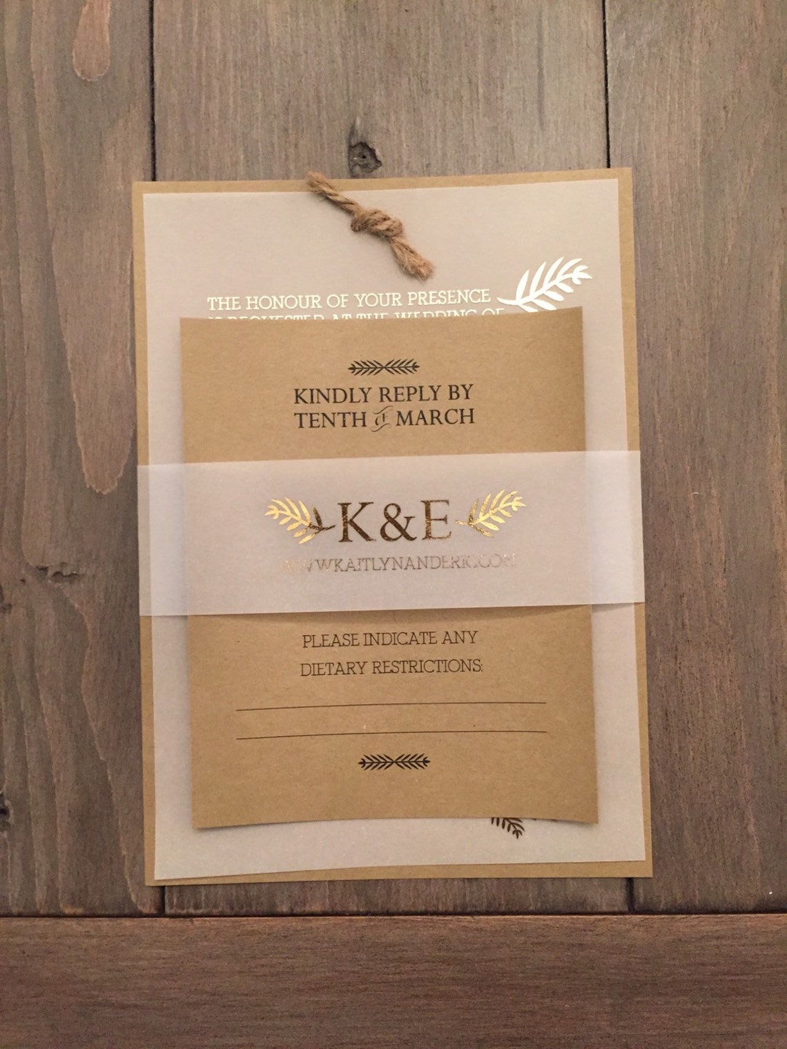 Rustic Glam Wedding Invitation Gold and Kraft Gold Foil - Etsy