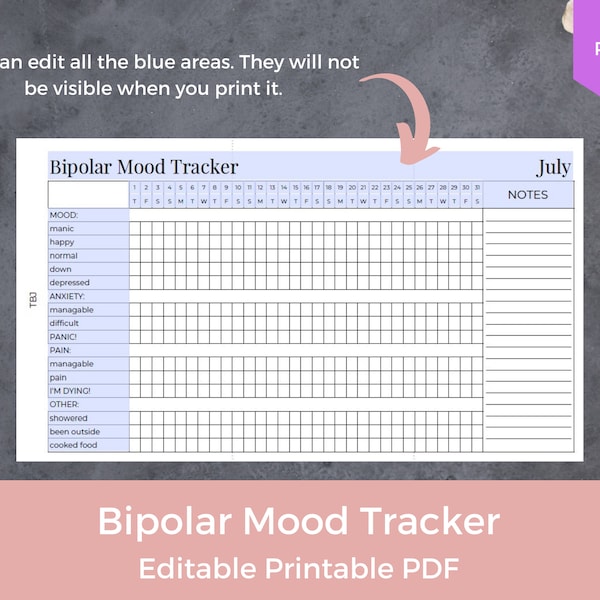 Bipolar Symptoms Tracker - Etsy