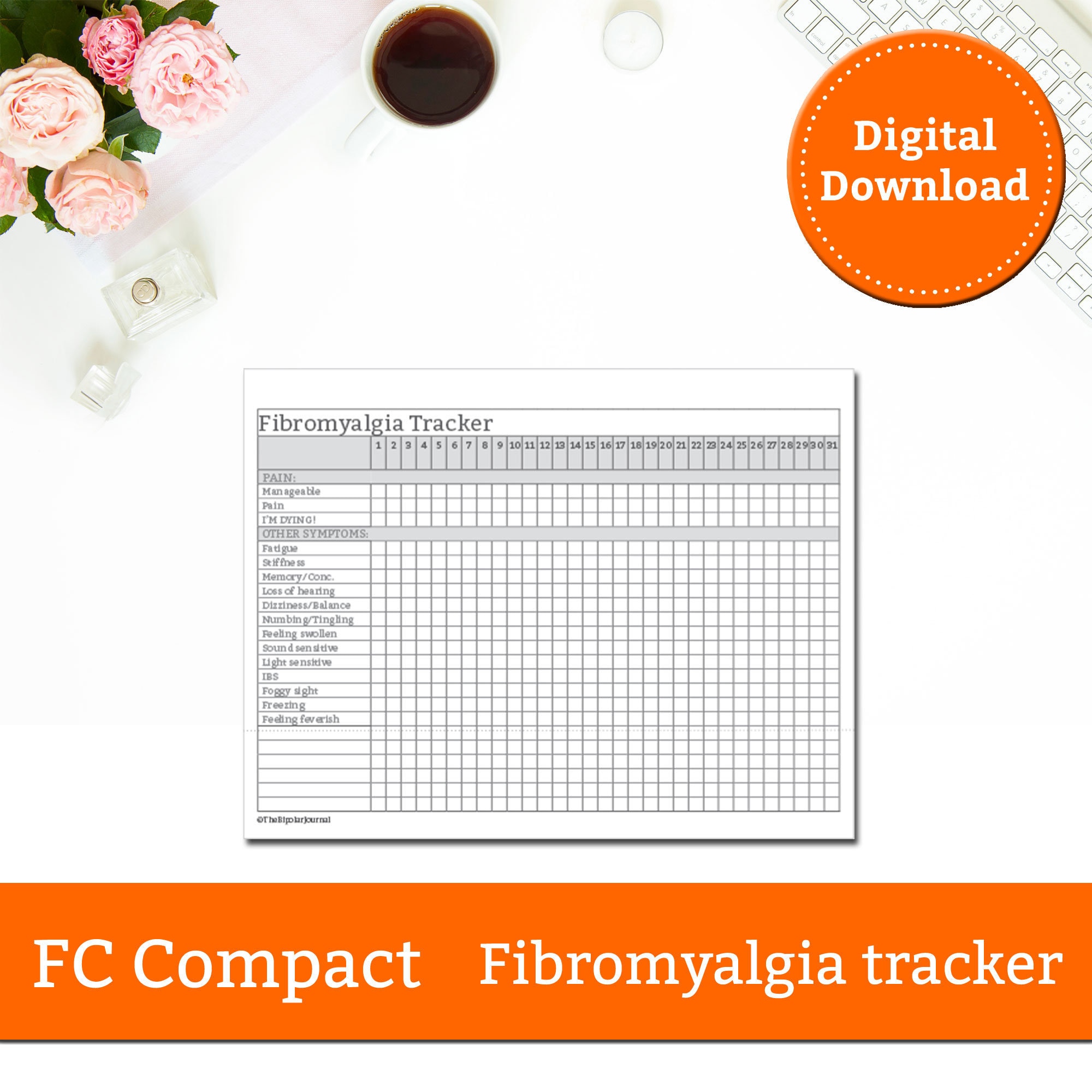 PRINTABLE FC COMPACT Planner Insert, the Fibromyalgia Tracker, Track ...
