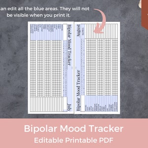 EDITABLE Monthly Bipolar Mood Tracker, Mental Health Tracker, Anxiety ...