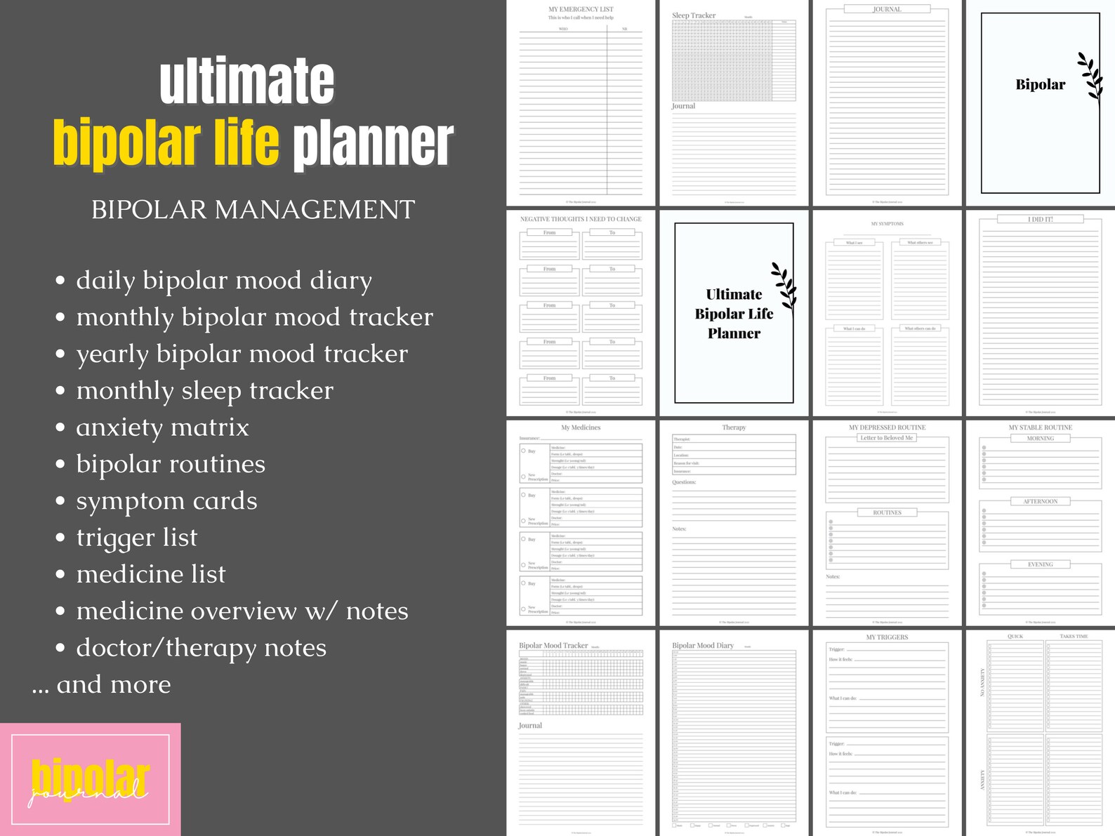 Ultimate Bipolar Life Planner Bipolar Therapy Journal - Etsy