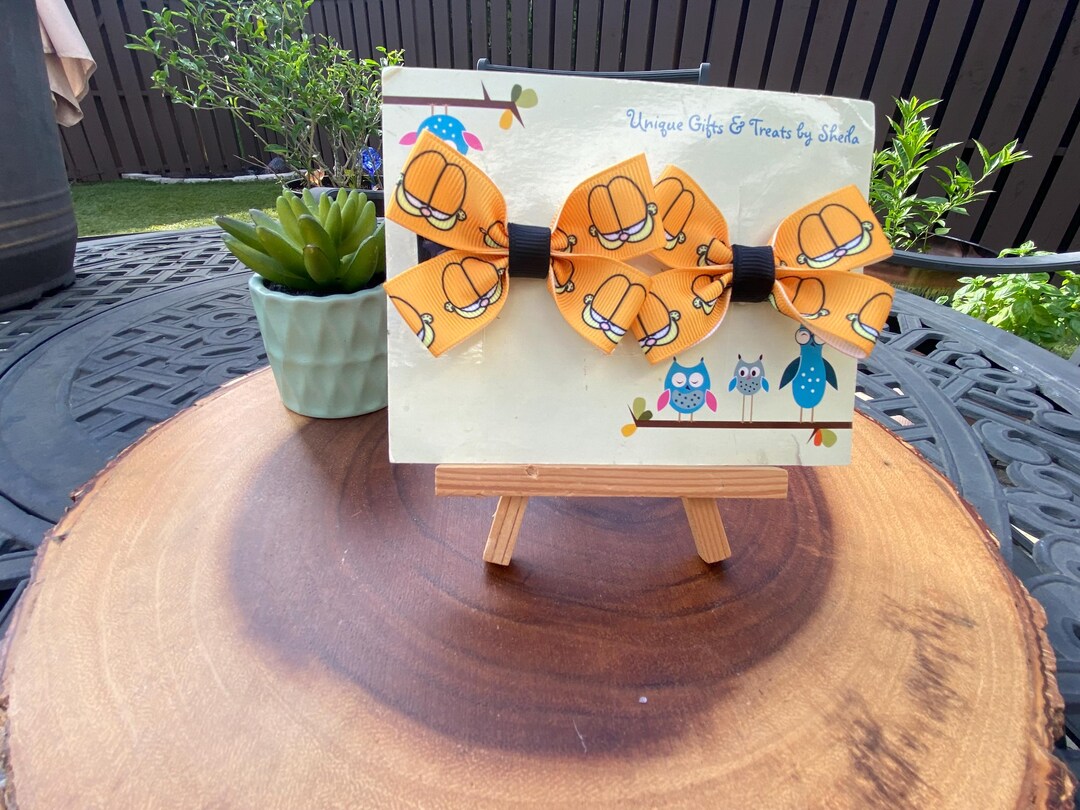 1980’s Orange Cat; Lasagna Eating Cat Hair Bows - Etsy