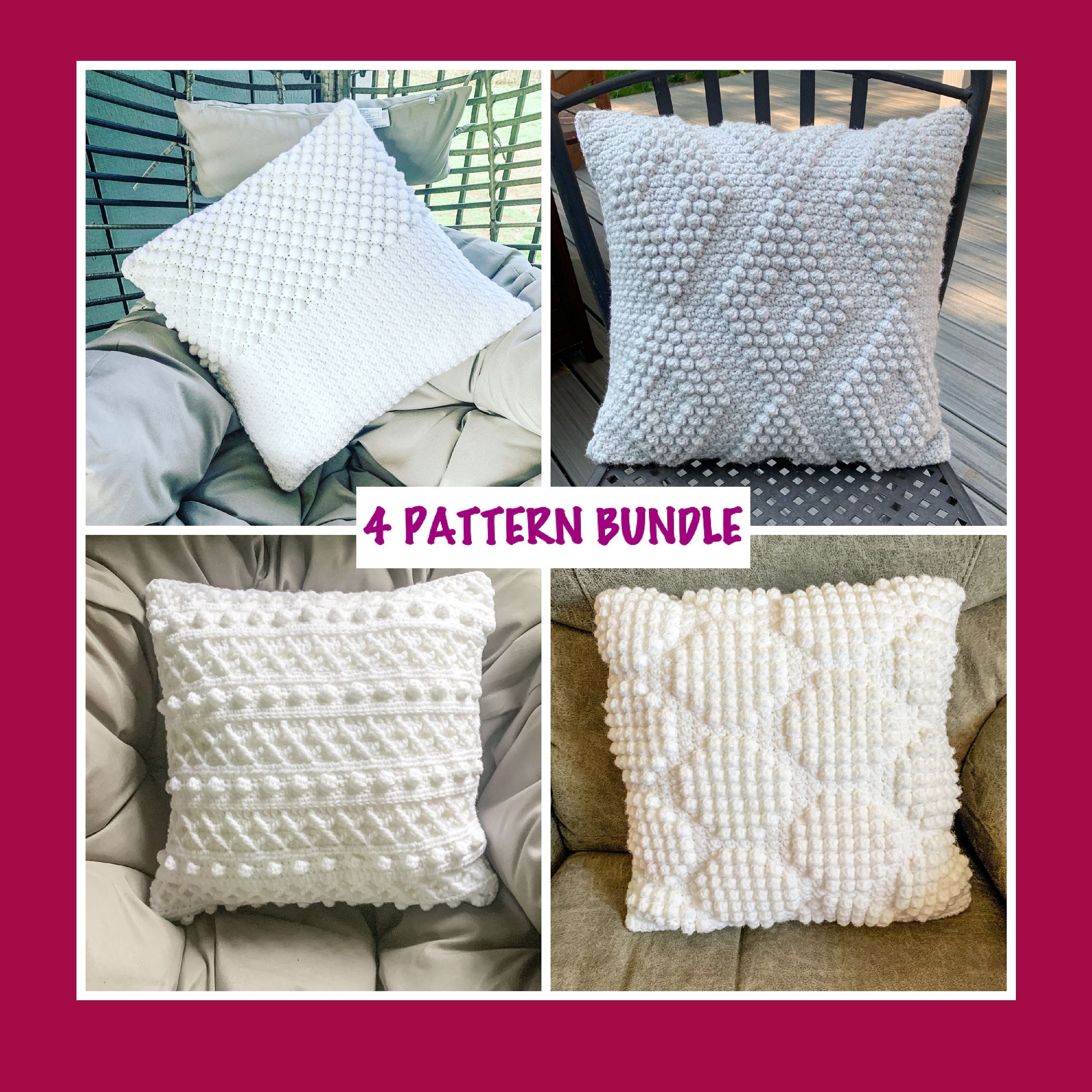 4 Pillow Crochet Pattern Bundle Rustic Throw Pillow Pattern - Etsy