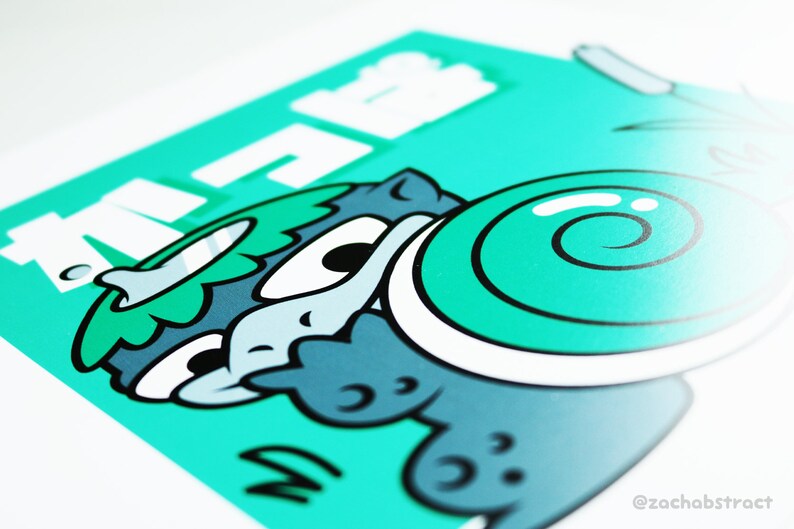 Green Kappa Yokai Square Art Print 8 Inches Wide 8 Inches | Etsy