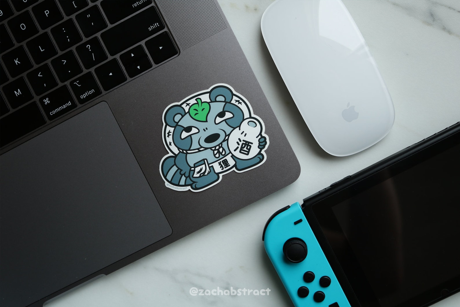 Green Tanuki Yokai Sticker 3 Inches Wide 2.4 Inches Tall | Etsy