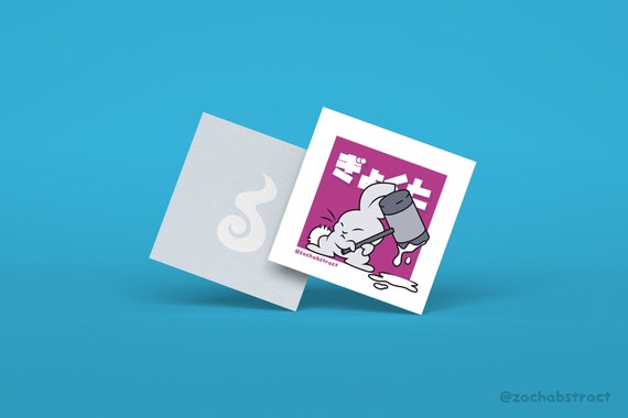 Mini Purple Gyokuto Bunny Rabbit Yokai Square Art Print 2.5 | Etsy