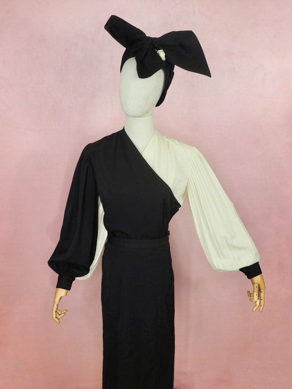 1940s Lilli Ann dupe color block suit with accordion … - Gem