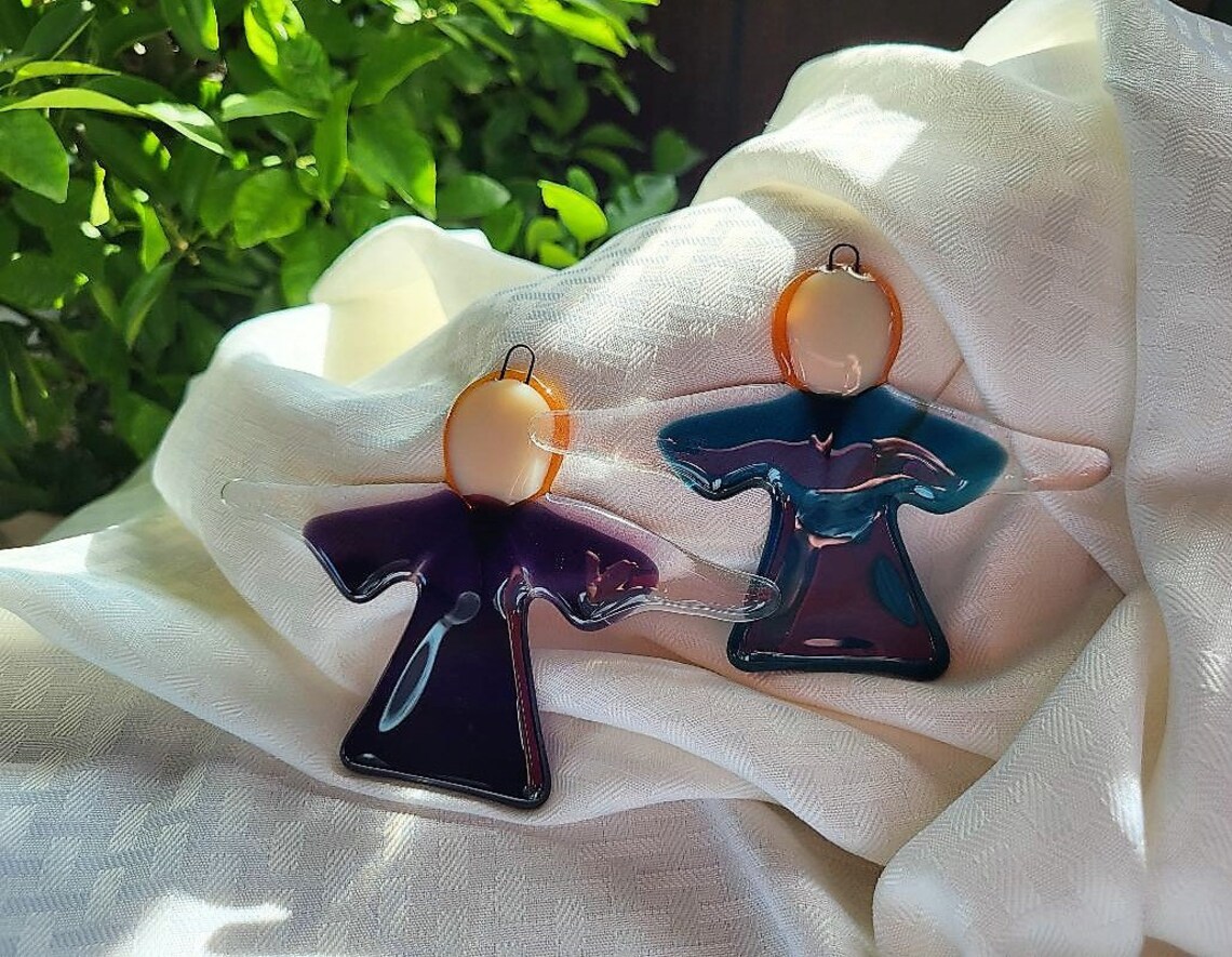 Handmade Fused Glass Angel Ornaments. - Etsy