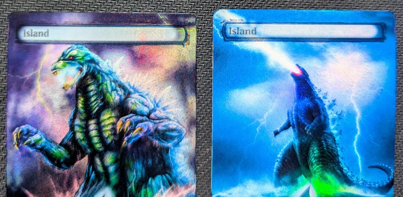 FOIL MTG Godzilla Kaiju Altered Lands Great for Commander EDH Cube ...