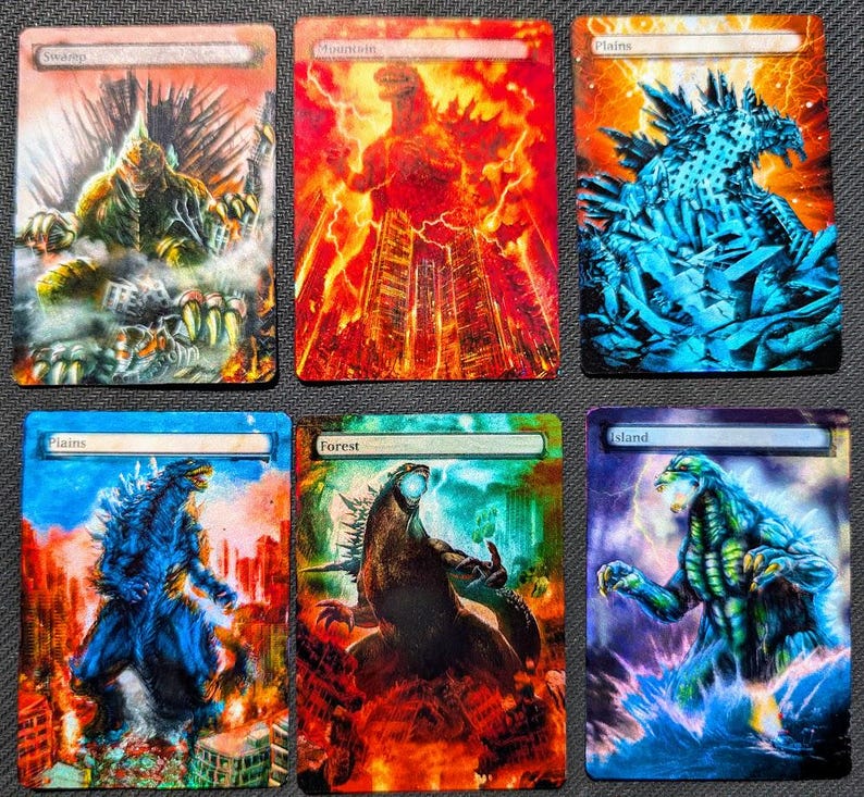 FOIL MTG Godzilla Kaiju Altered Lands Great for Commander EDH Cube ...