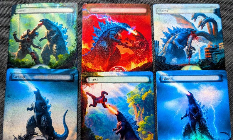 FOIL MTG Godzilla Kaiju Altered Lands Great for Commander EDH Cube ...