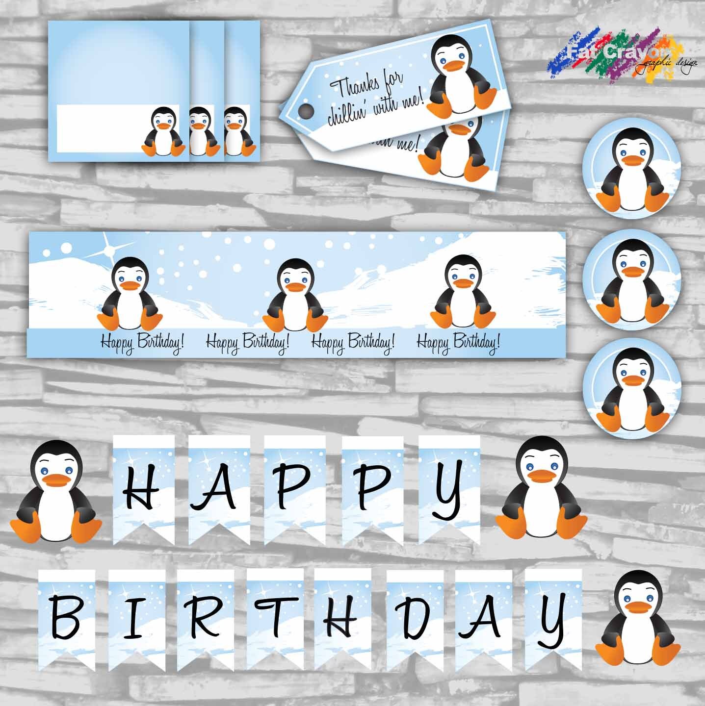 INSTANT DOWNLOAD Penguin Birthday Party Package - Digital File - Etsy
