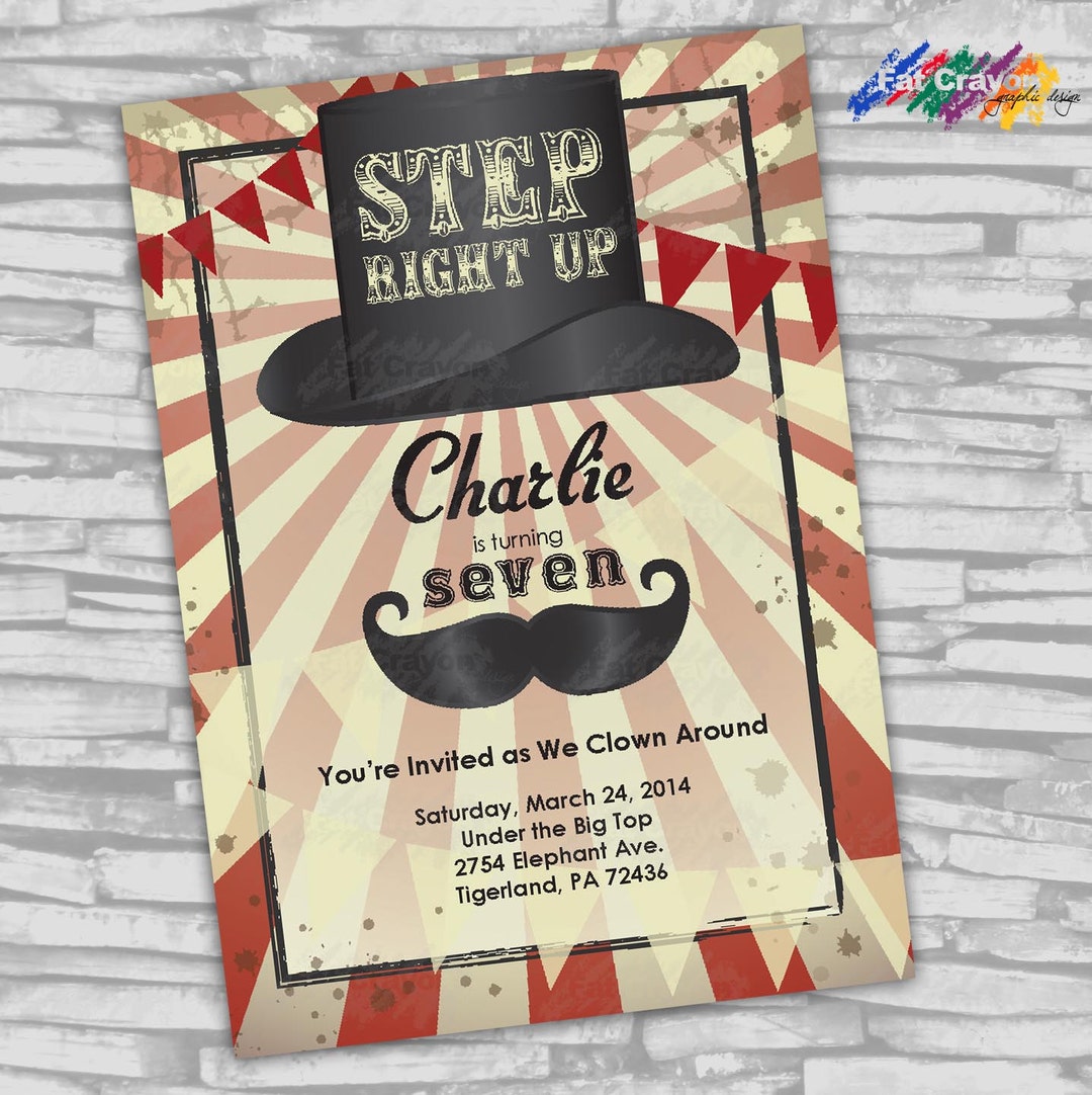 Mustache / Circus Birthday Invite - Etsy