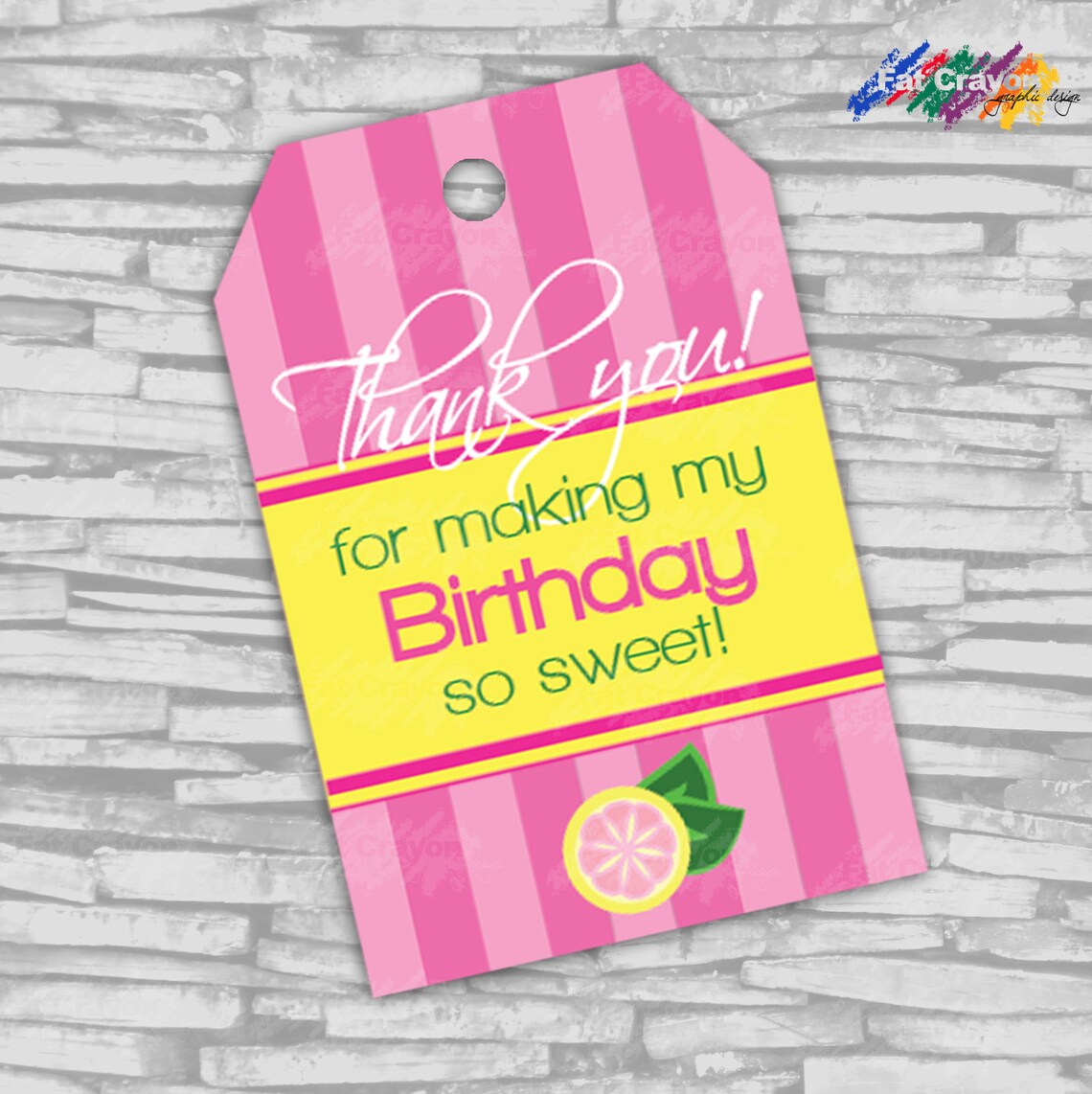 INSTANT DOWNLOAD - Pink Lemonade Birthday Favor Tags - Digital File - Etsy
