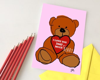 Teddy bear card | Etsy