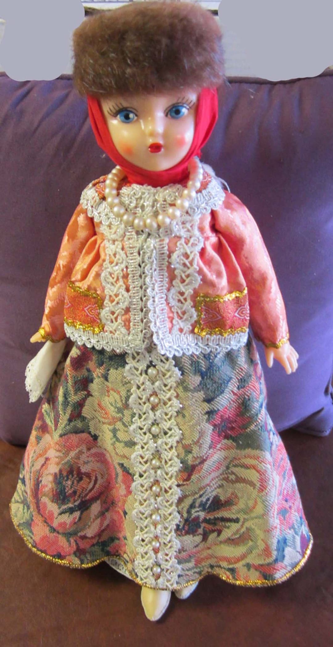 Souvenir 18" Russian Eastern European Vinyl & Cloth Doll Mink Hat ...